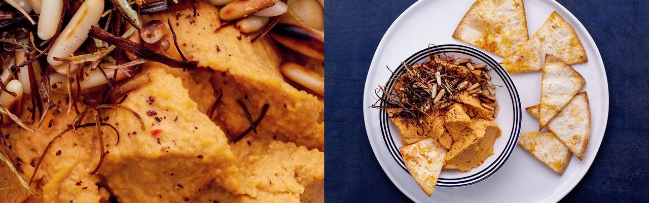 Hummus with Leek Crisps