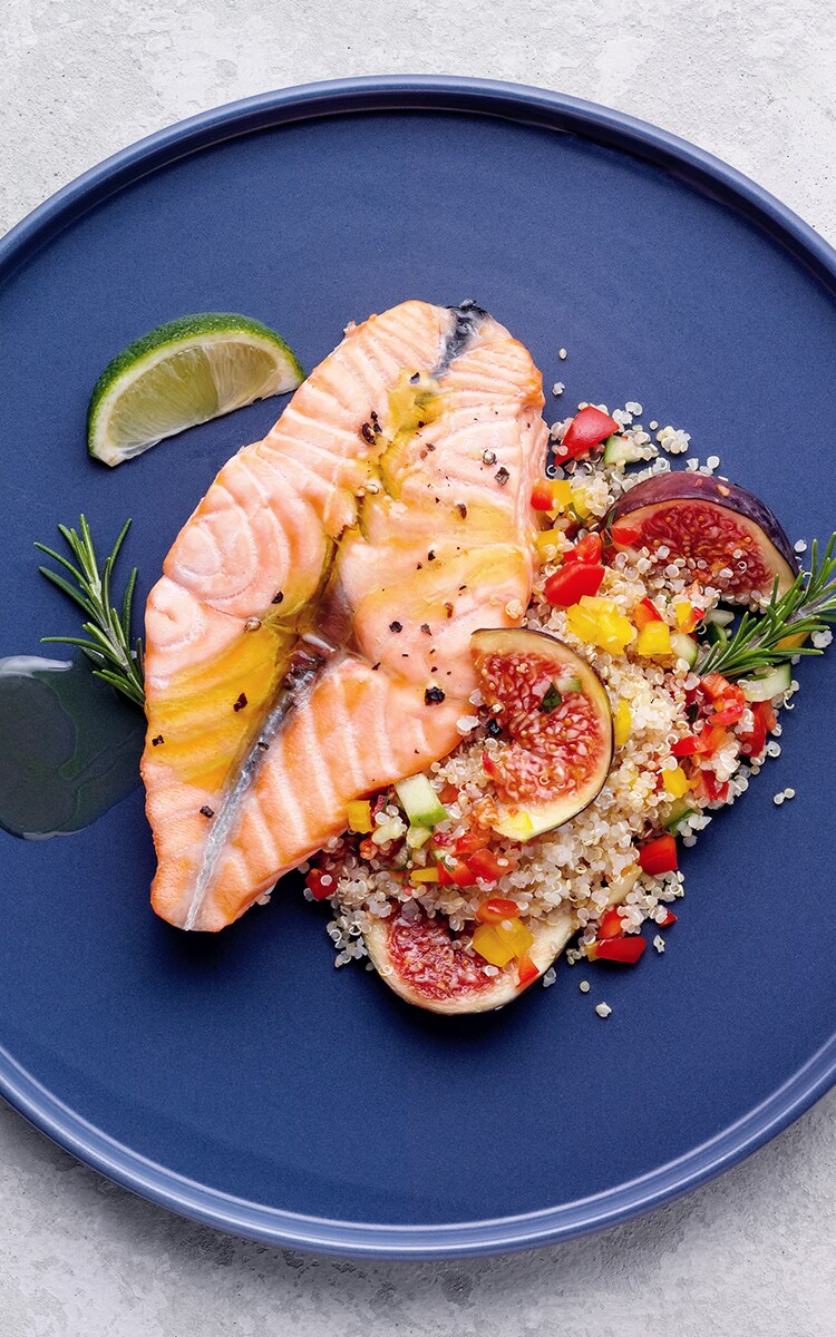 Steamed Salmon with Quinoa Salad
