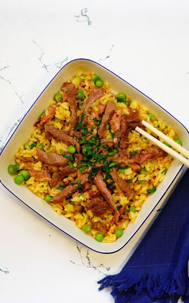 Japanese Beef Fried Rice in the Airfryer
