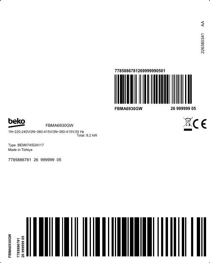 FBMA6930GW | 60 cm Multifonctionnel Cuisinière pose libre | BEKOGLOBAL