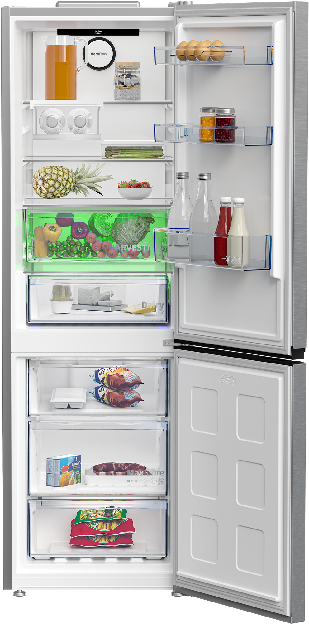 B5RCNA366HXB | Chladnička s mrazničkou (Mraznička dole, 59.5 cm) | BEKO