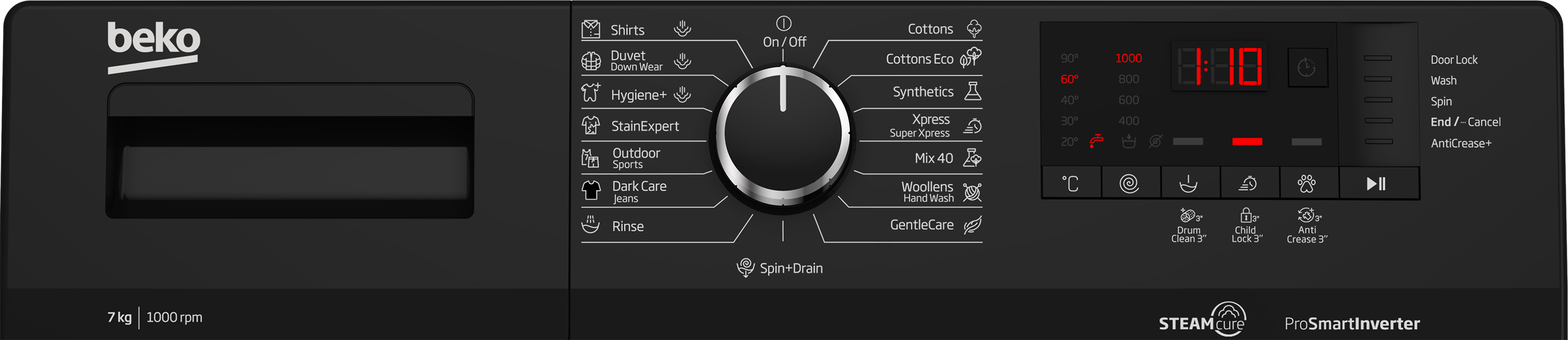 WTV 7512 XBCI | غسالة ملابس مستقلة (7 كغ, 1000 دورة في الدقيقة) | BEKO