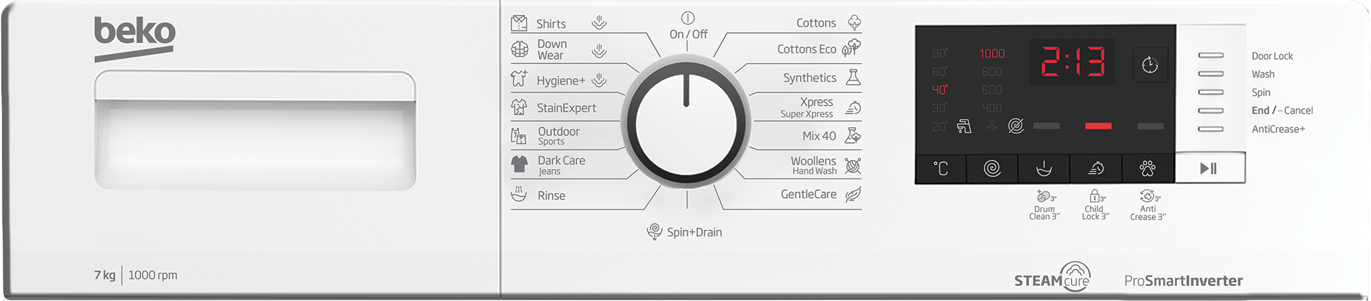 WTV 7512 XWCI | غسالة ملابس مستقلة (7 كغ, 1000 دورة في الدقيقة ...