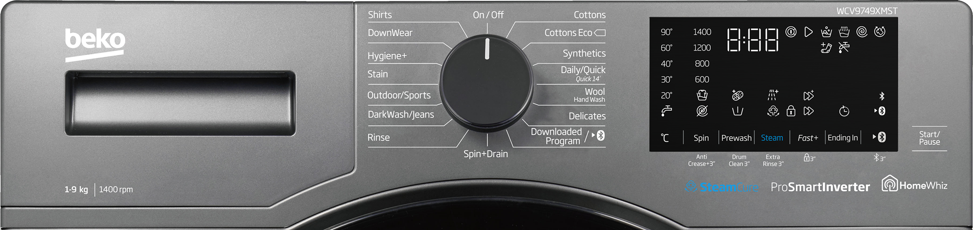 WCV9749XMST | Freestanding Washing Machine (9 kg, 1400 rpm) | BEKOGLOBAL