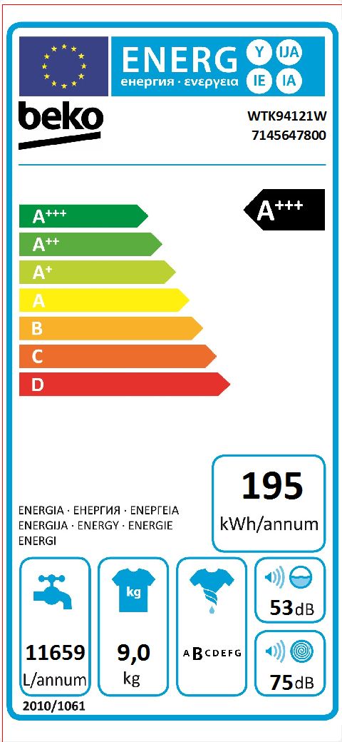 WTK94121W | Freestanding Washing Machine (9 kg, 1400 rpm) | BEKO