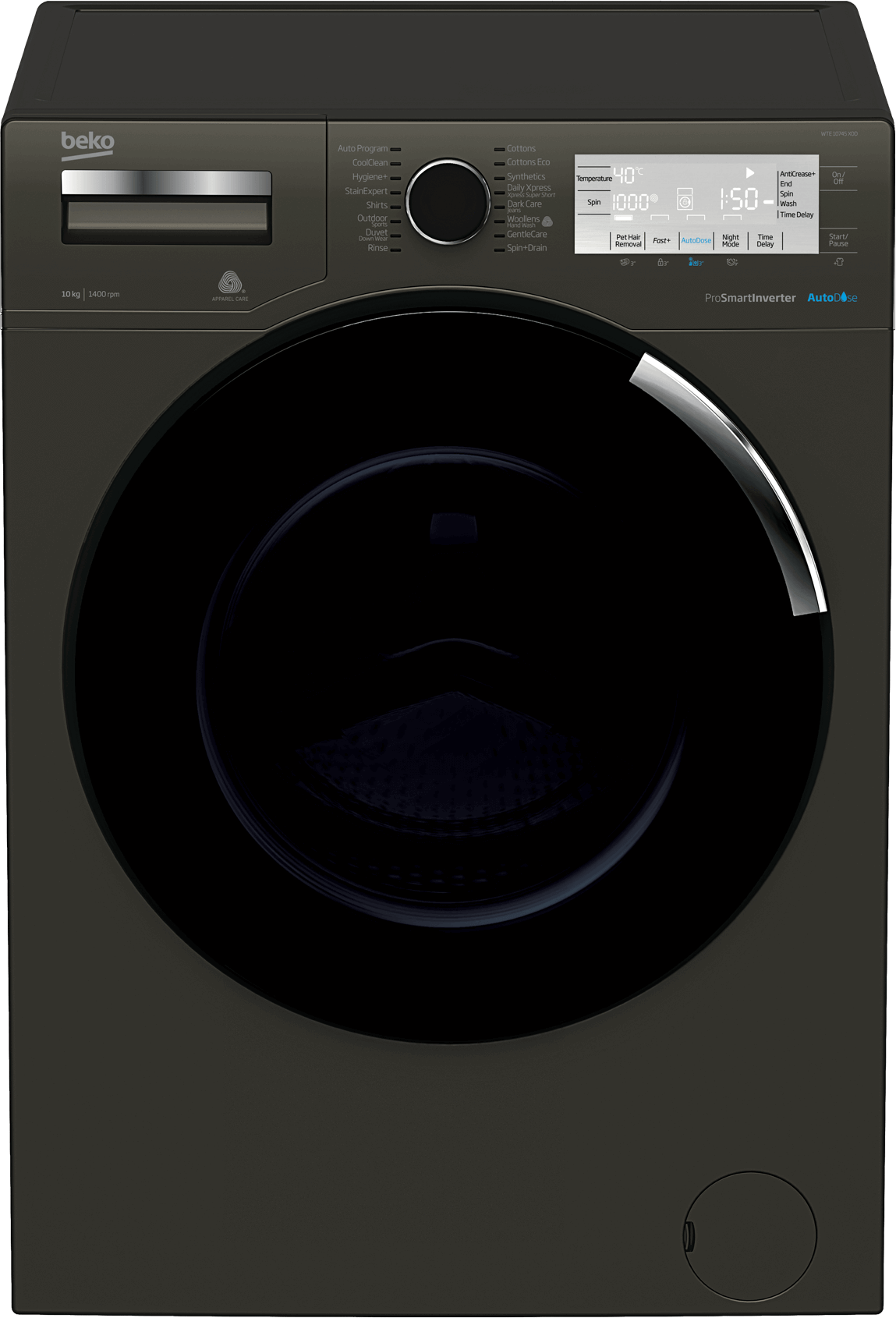 Freestanding Washing Machine (10 kg, 1400 rpm) | WTE10745X0D | BEKO