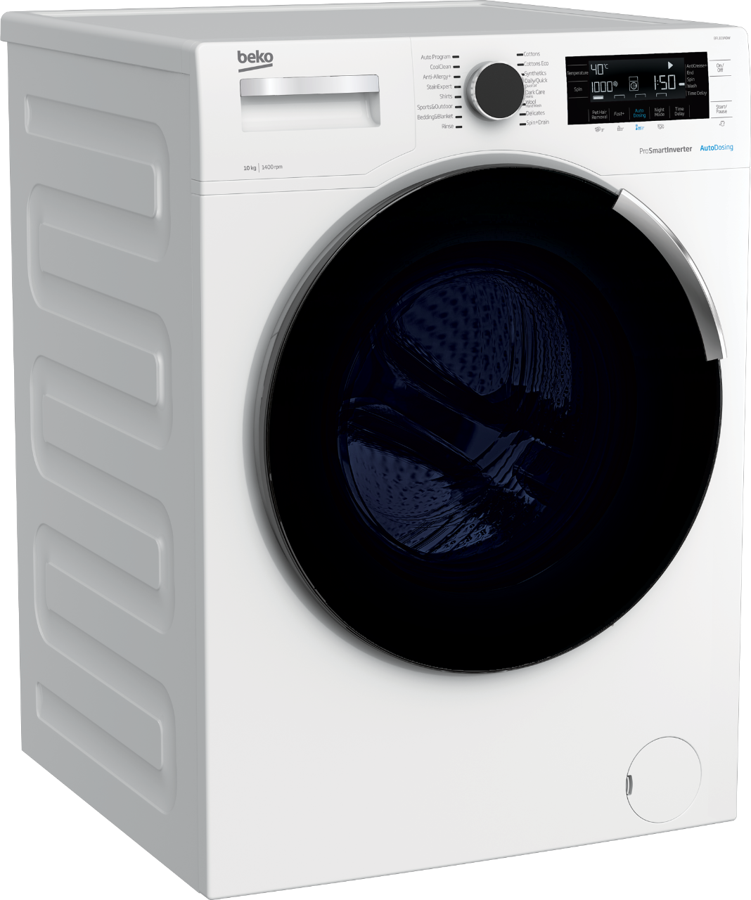 Front Load Autodose Washing Machine (10 kg, 1400 rpm) | BFL103ADW | BEKO