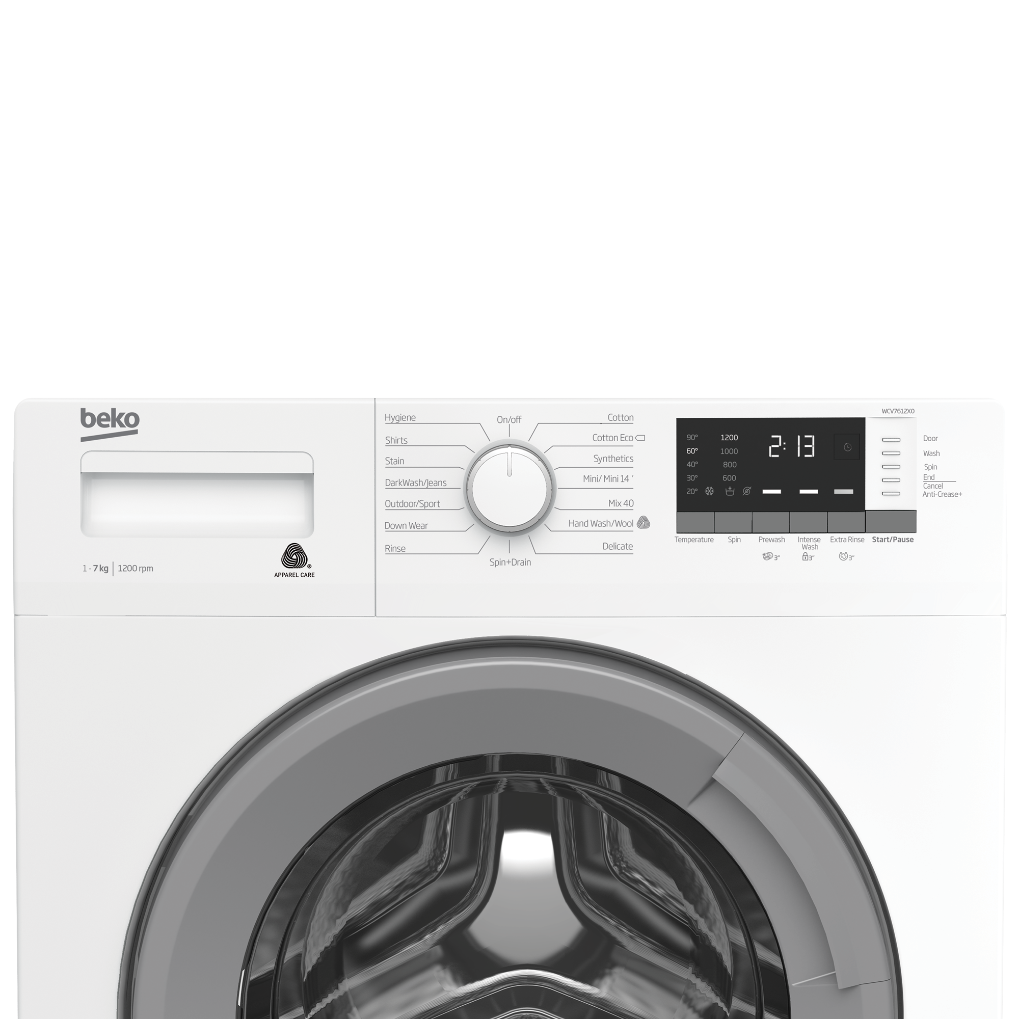 7 kg, 1200 rpm, 15 wash programs | WCV7612X0 | BEKO