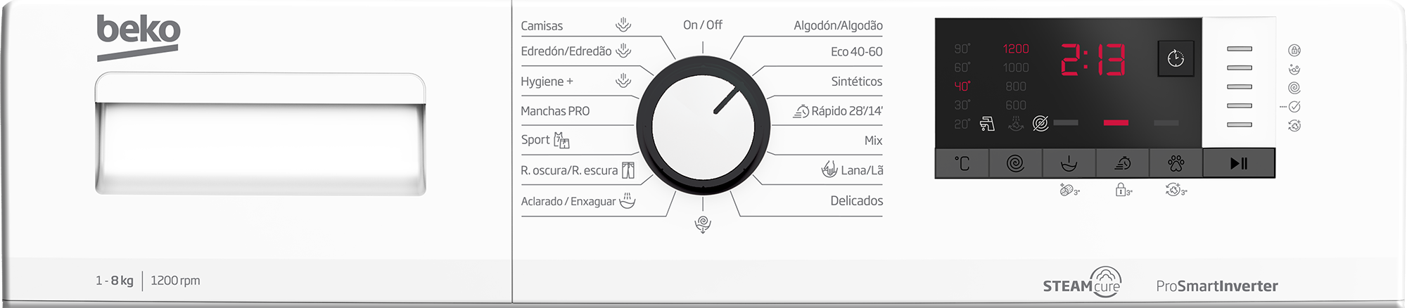 WRA 8615 XW | Máquina Lavar Roupa SteamCure 8kg 1200 rpm | BEKO