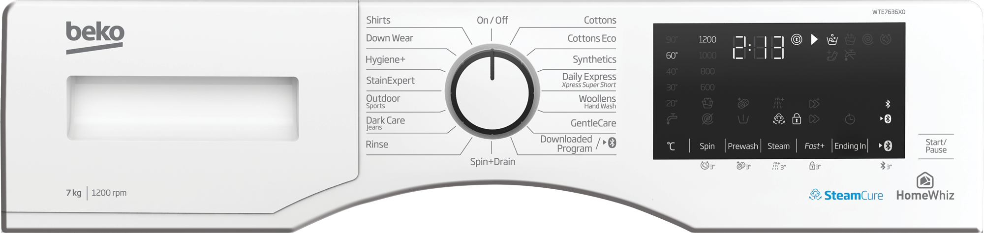 Freestanding Washing Machine (7 kg, 1200 rpm) | WTE7636X0 | BEKO