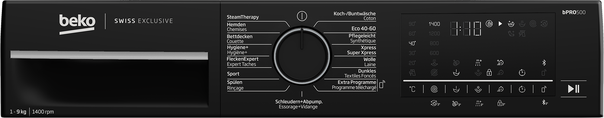 WM550 | Frontlader Freistehende Waschmaschine (9 kg, 1400 U-Min) | BEKOGLOBAL