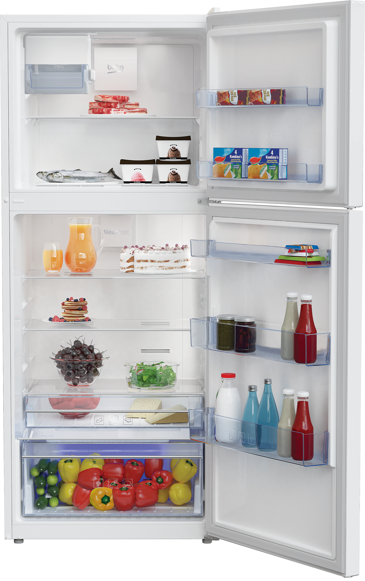 White Top Freezer Refrigerator - Ice Maker - BFTF2716WHIM | BEKO
